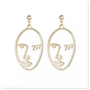Jewelry | Gold Abstract Face Earrings | Poshmark